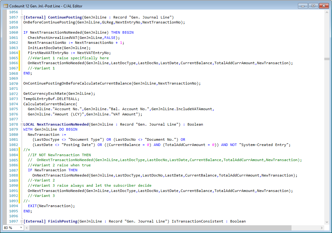 CU 12 functions ContinuePosting() and NextTransactionNoNeeded() - event ...