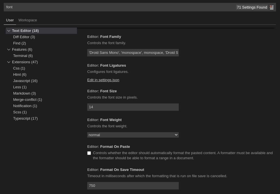 Font settings show under "Find" section, should be under "Fonts" section · Issue #8341 · eclipse ...