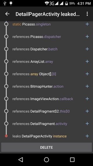 Activity instance leaking memory due to Picasso singleton · Issue #1686 · square/picasso · GitHub