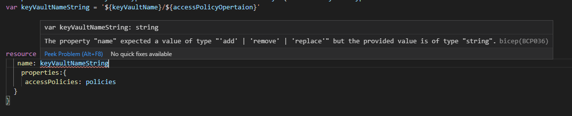 Issue With Keyvault Access Policy Resource · Issue 1058 · Azurebicep