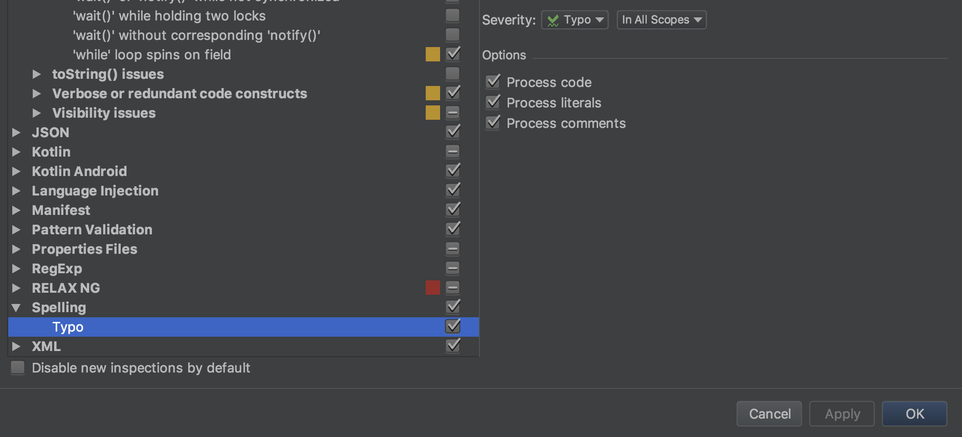 Android Studio, Flutter not showing typos warning in String literals. However it shows typos for ...