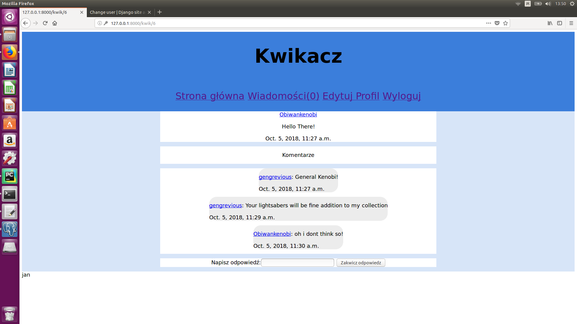 GitHub - janstawowy/Kwikacz: A simplified twitter-like django app