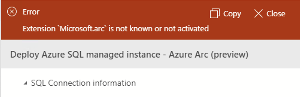 Extension 'microsoft.arc' not activated message when immediately launching deploy dialog · Issue ...
