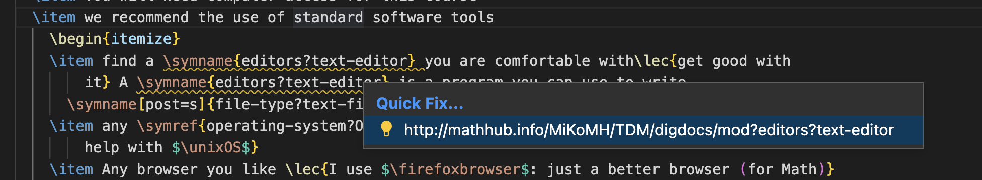 fully specified \symname classified as ambiguous symbol reference · Issue #5 · slatex/sTeX-IDE ...