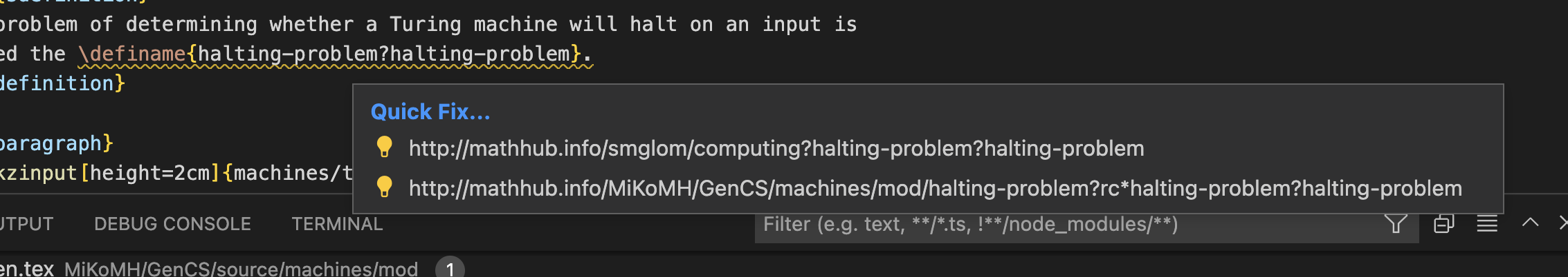 linter problem? · Issue #9 · slatex/sTeX-IDE · GitHub