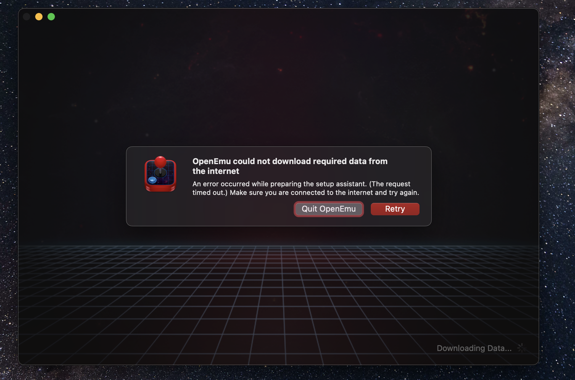 Stuck At Downloading Data After Installation Openemu V 2 3 3 Macbook Pro M1 · Issue 4865