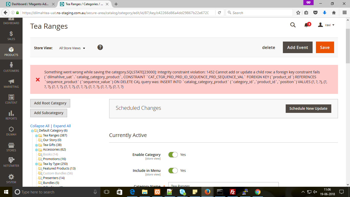 Adding product in category in product->categories page in admin side is ...