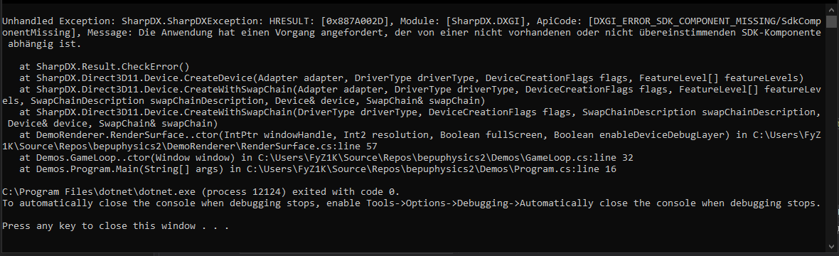 Demos not working (Errors) · Issue #86 · bepu/bepuphysics2 · GitHub