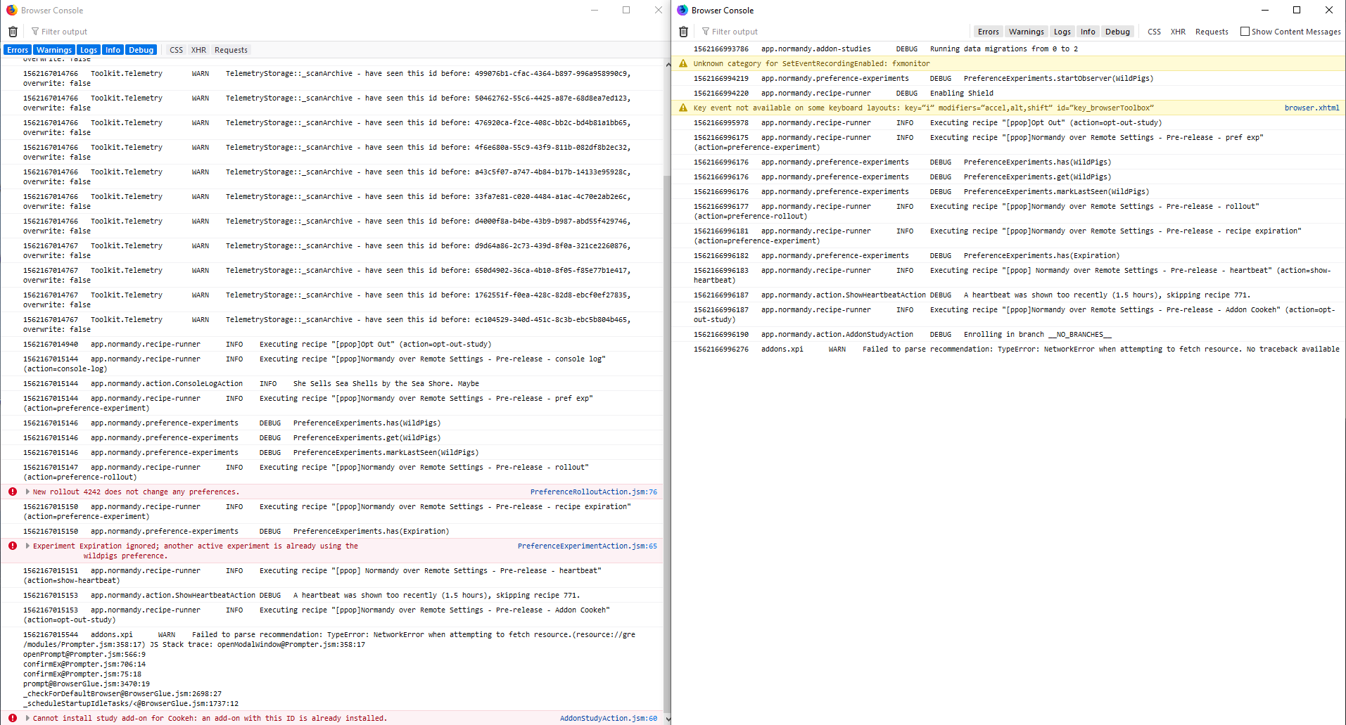 Normandy console errors are no longer displayed · Issue #1916 · mozilla/normandy · GitHub
