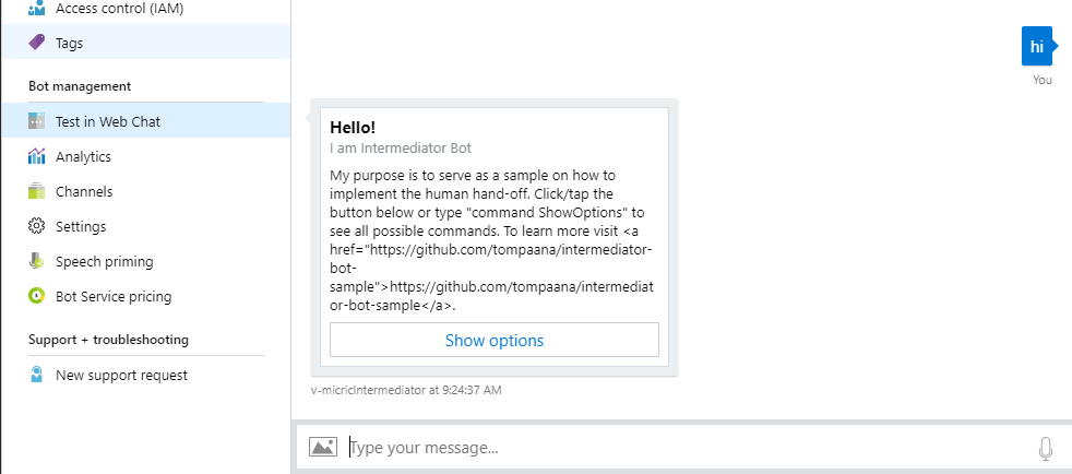Error : 500 directline.postActivity. when trying to connect azure bot deployed on server with ...