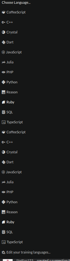 On the training setup, if you click save twice then all languages show twice on Your Next ...