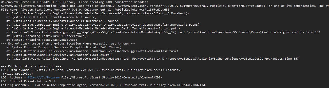Intellisense fails to load with can't find System.Text.Json · Issue #298 · AvaloniaUI/AvaloniaVS ...