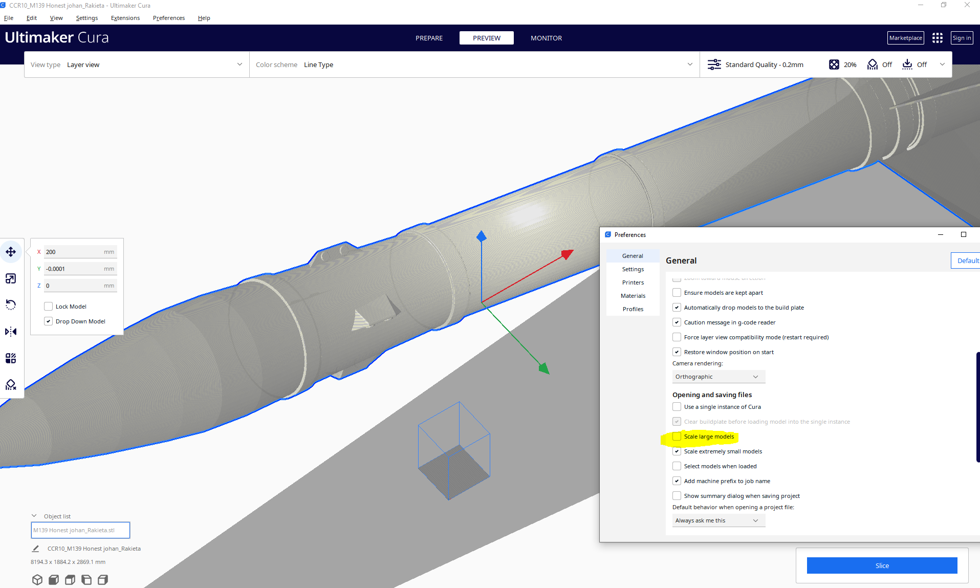 Why is this model not put on the plate after import? · Issue #13396 · Ultimaker/Cura · GitHub