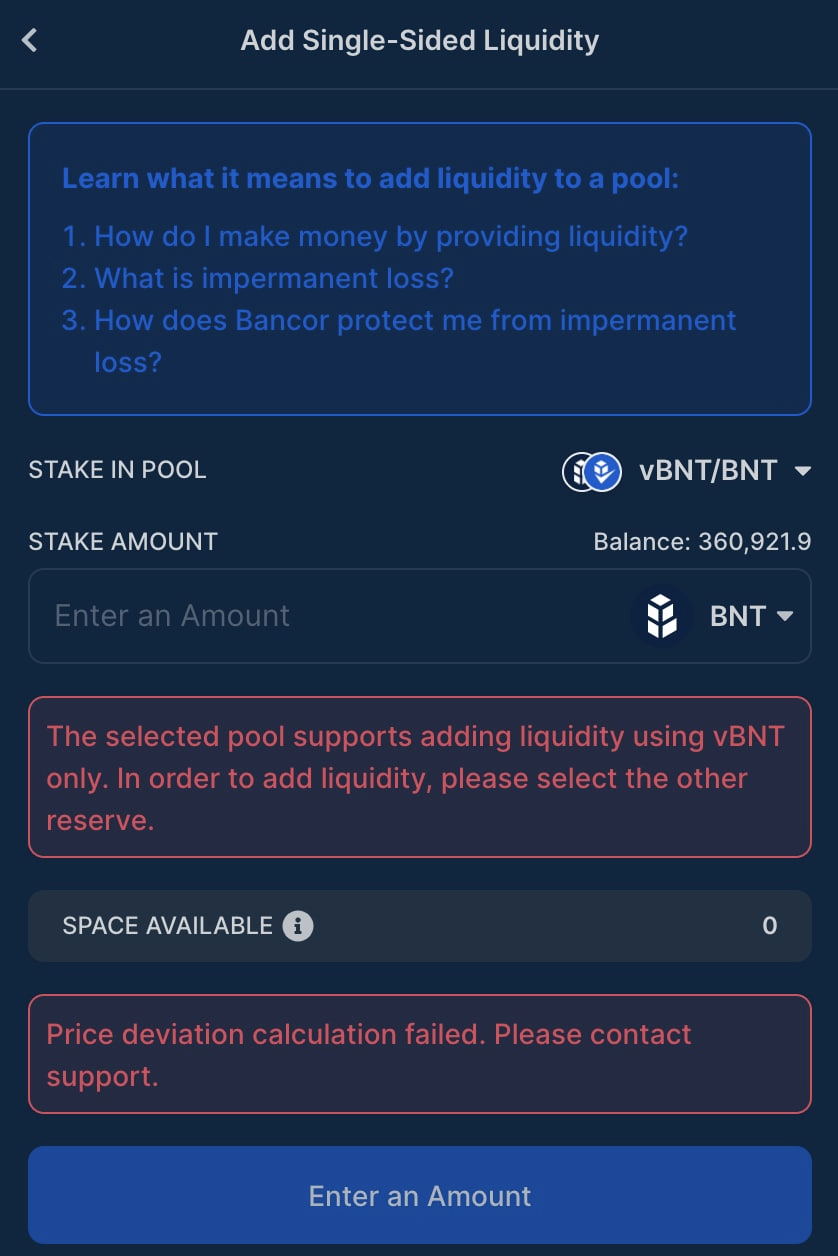 price deviation error on pools that do not accept liquidity · Issue #1045 · bancorprotocol ...