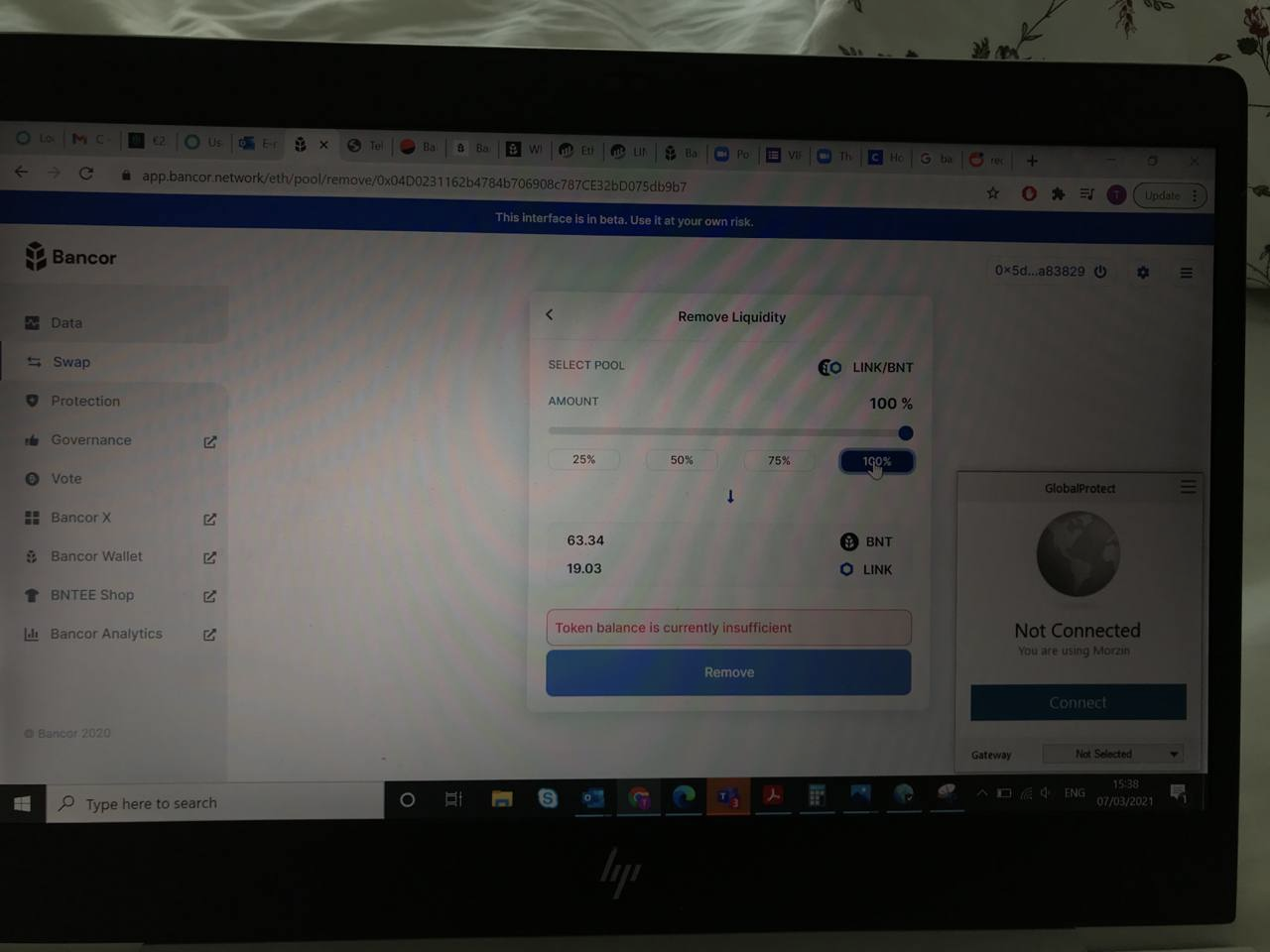withdraw pool token error - insufficient balance · Issue #1148 · bancorprotocol/webapp · GitHub