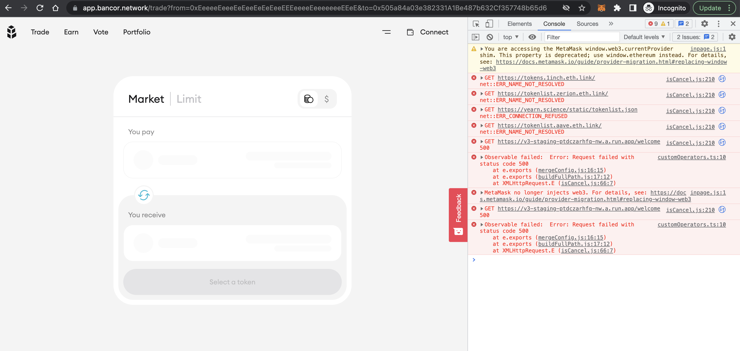 [BUG] trade widget - observable error · Issue #485 · bancorprotocol/webapp-v3 · GitHub