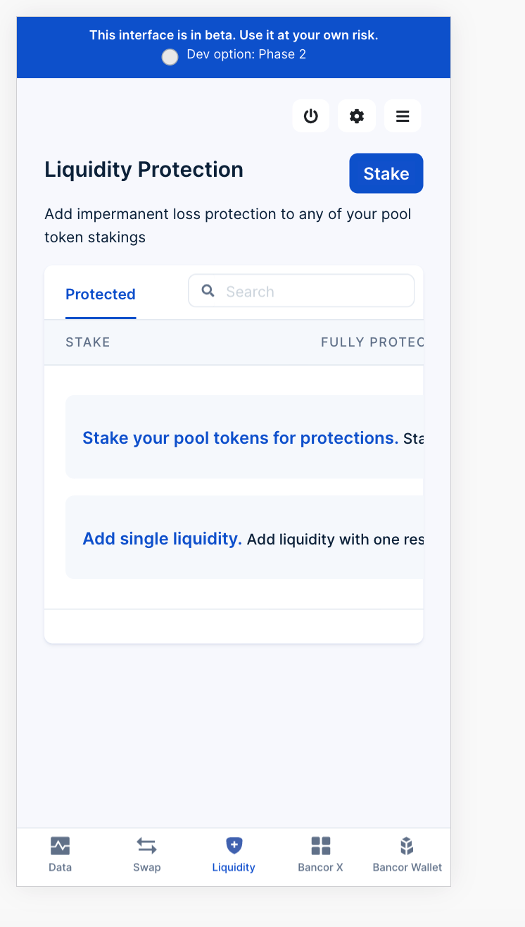 Empty Protection Table Mobile View · Issue 258 · Bancorprotocol Webapp · Github