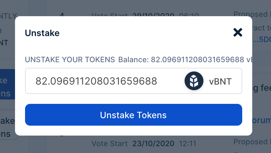 Unstake Button Text incorrect · Issue #373 · bancorprotocol/webapp · GitHub