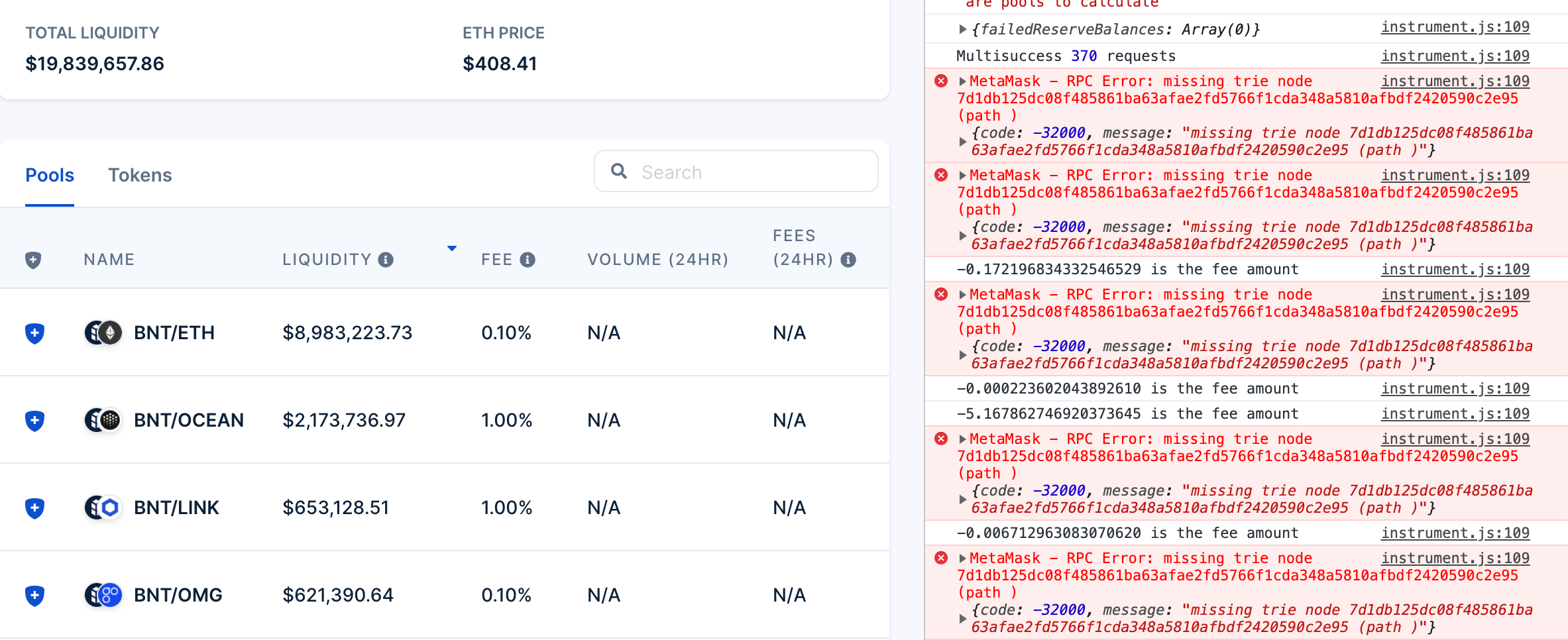 n/a indication in data and protection tables · Issue #509 · bancorprotocol/webapp · GitHub