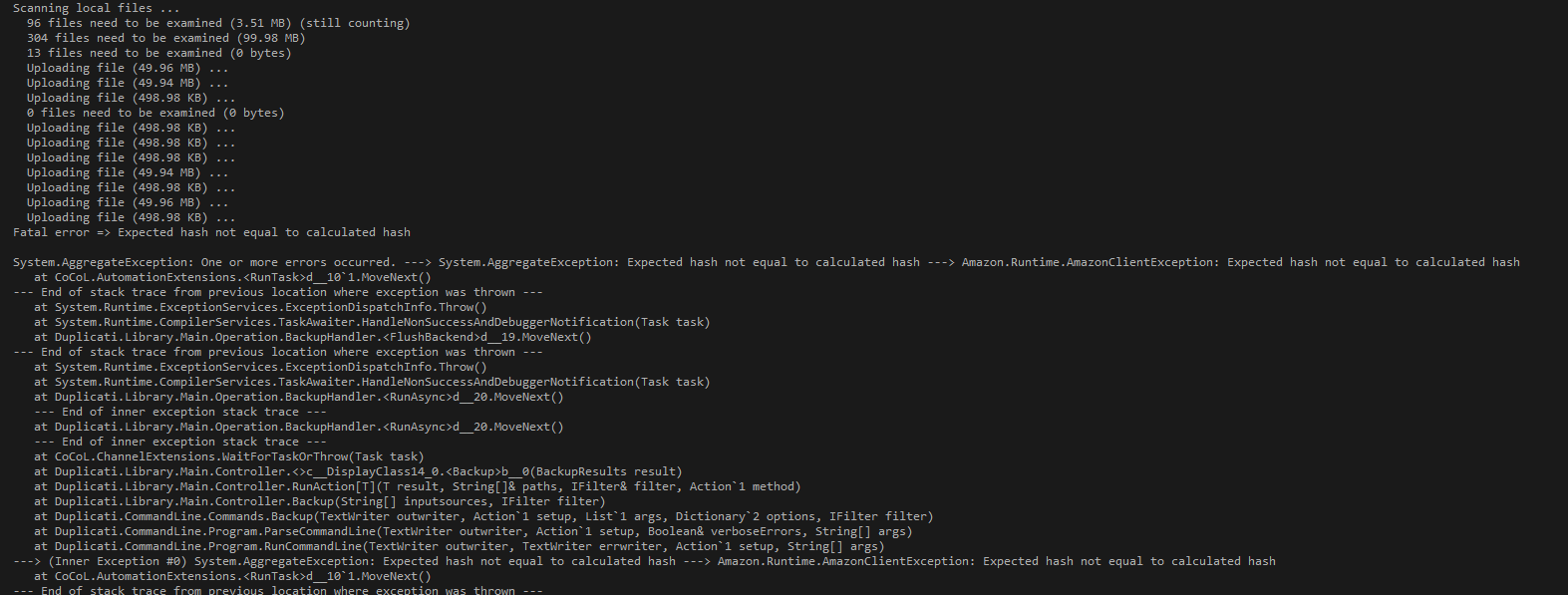 Expected Hash Not Equal To Calculated Hash · Issue 4948 · Duplicatiduplicati · Github