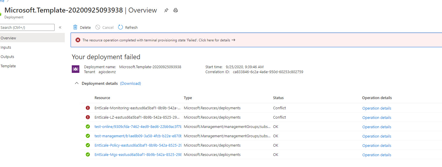 Bug Report-Conflict Error when deploying · Issue #243 · Azure/Enterprise-Scale · GitHub