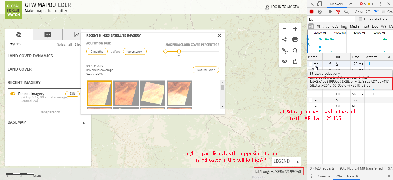 Reverse Lat. Long. in calls to Satellite Imagery API · Issue #483 · wri/gfw-mapbuilder · GitHub