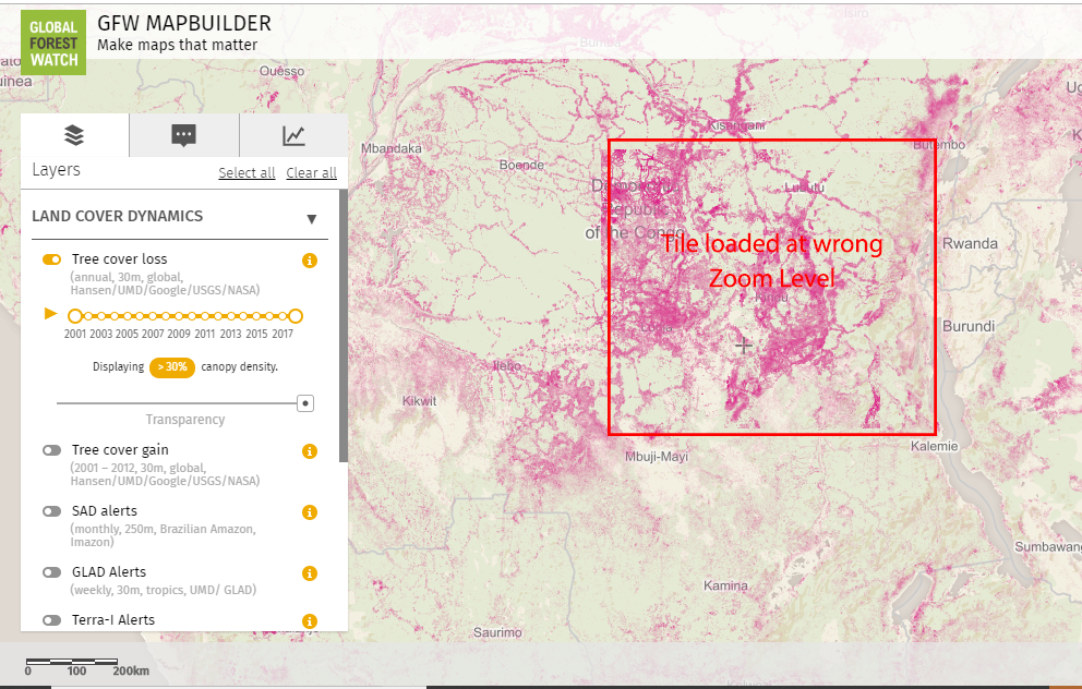 When sharing, the loss tiles do not load at the correct zoom level ...