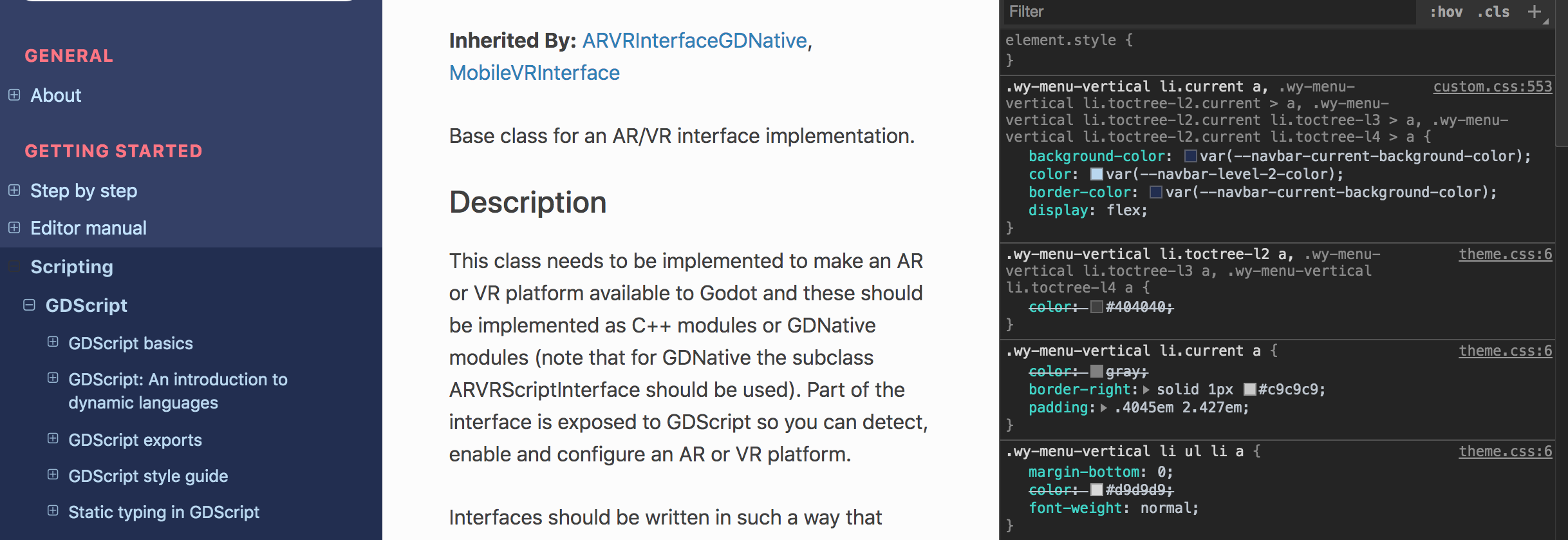 Docs sidebar not wide enough · Issue #3092 · godotengine/godot-docs · GitHub
