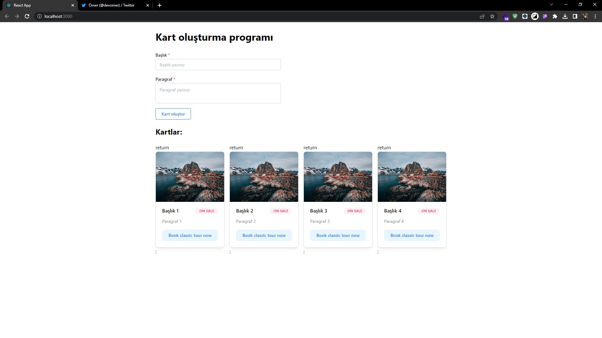Github Omeryaltirikreact Card Componenti Olu Turma Uygulamas React 6159