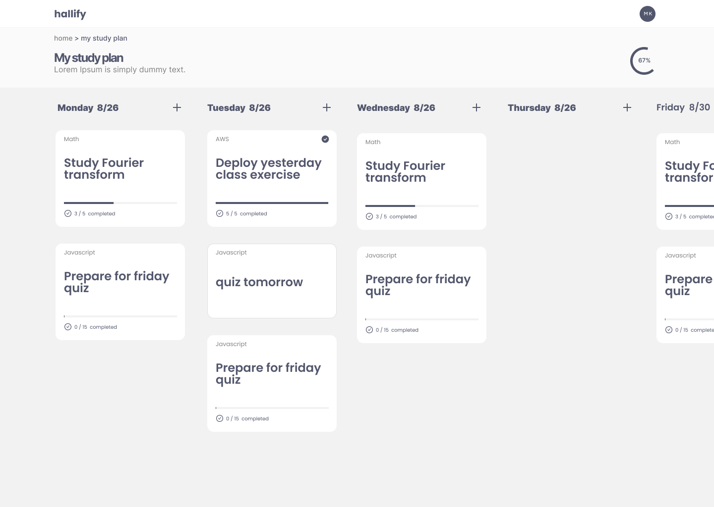 GitHub - ralphZero/studyhall-io-client: Hallify helps you organize and track your progress when ...