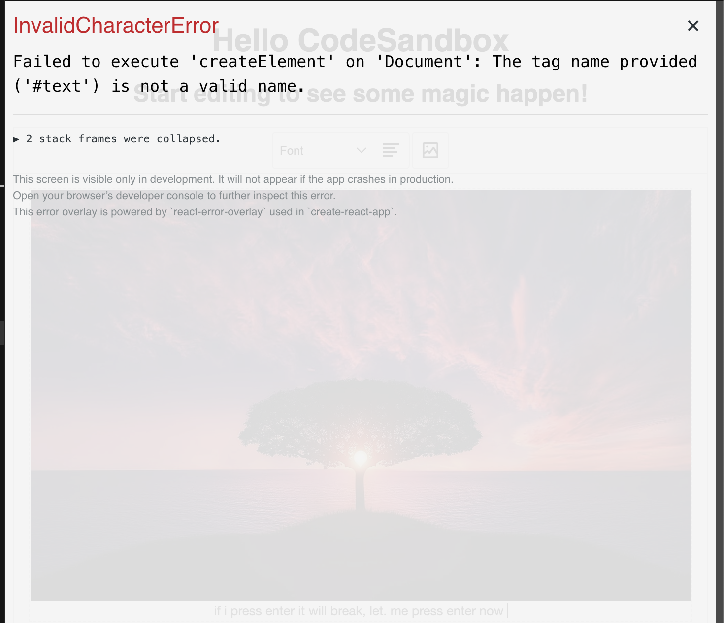 InvalidCharacterError: Failed to execute 'createElement' on 'Document ...