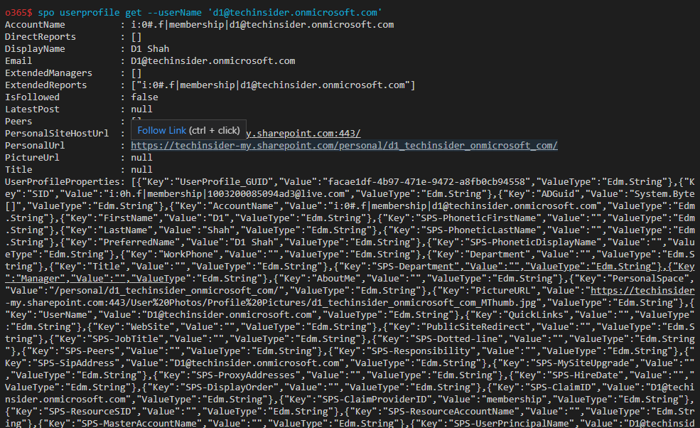 New command: spo userprofile get · Issue #1670 · pnp/cli-microsoft365 · GitHub
