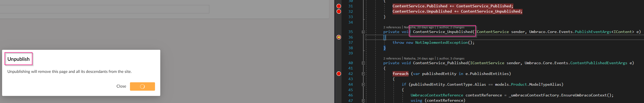 v8: Unpublishing a variant does not trigger Unpublished event · Issue #5410 · umbraco/Umbraco ...