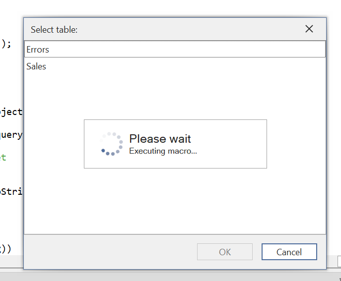 Please Wait Executing Macro Sign Showing On Top Of Dialog Boxes Of The Macro Issue 622 
