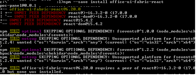 Office Ui Fabric Ract Command Giving An Error Unmet Peer Dependency · Issue 2114 · Sharepoint