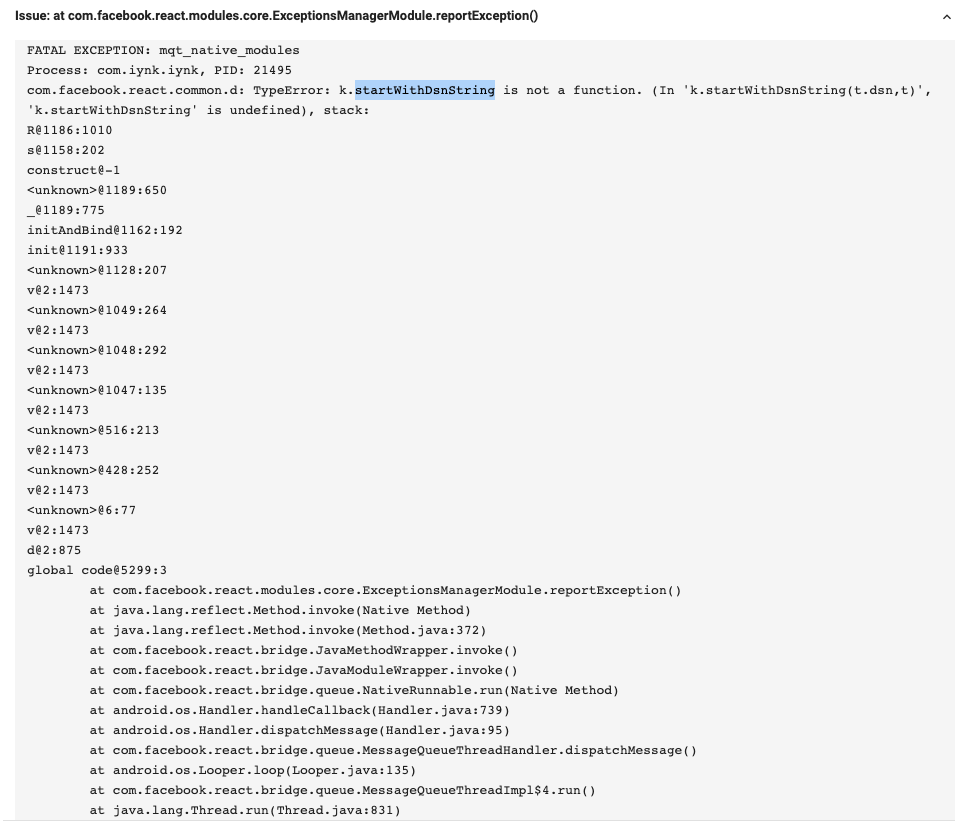 140 Crashes If Using Initsentry From Wrapper File · Issue 877 · Getsentrysentry React Native