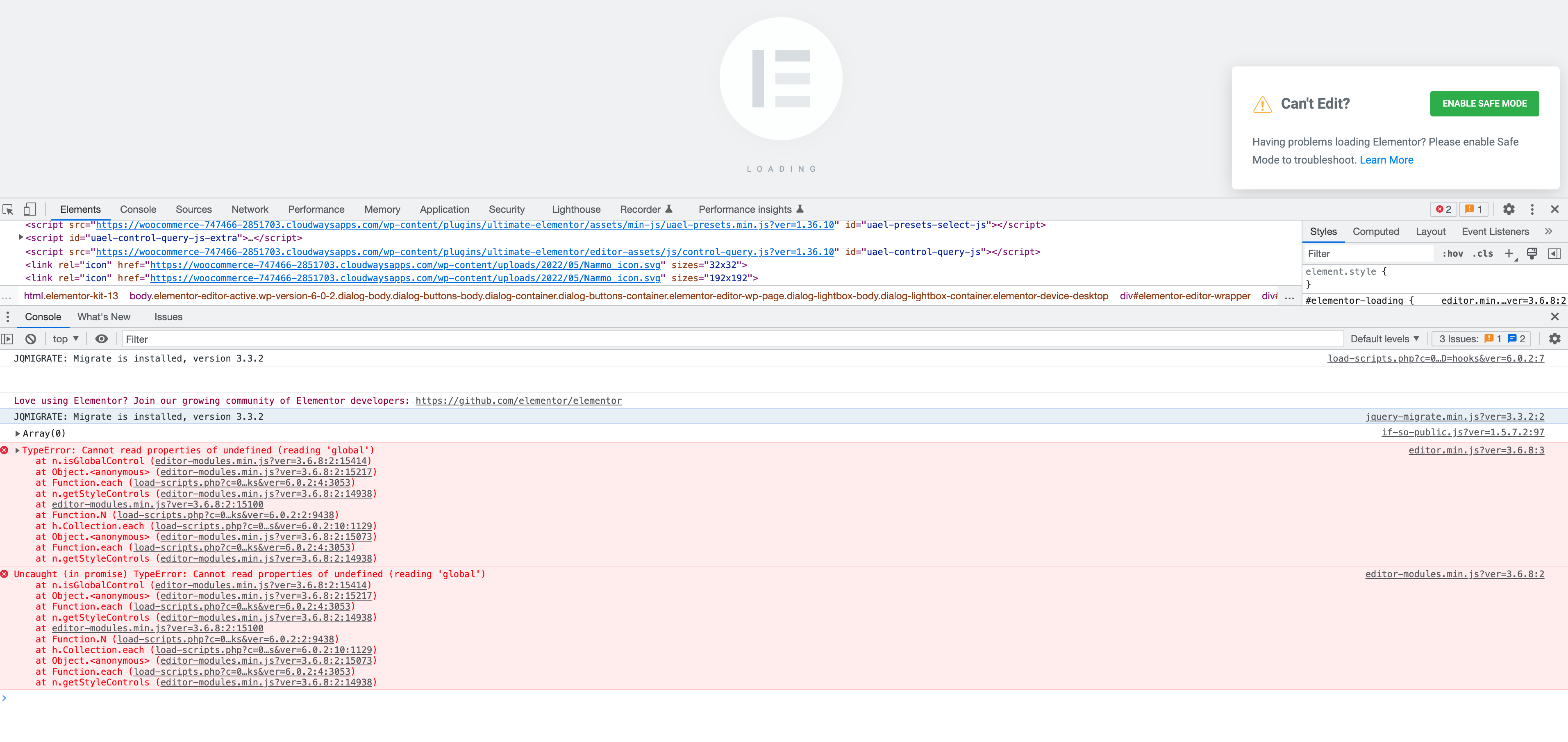 🐞 Bug report: Elementor doesn't load and throws several console errors after updating to 3.7 ...