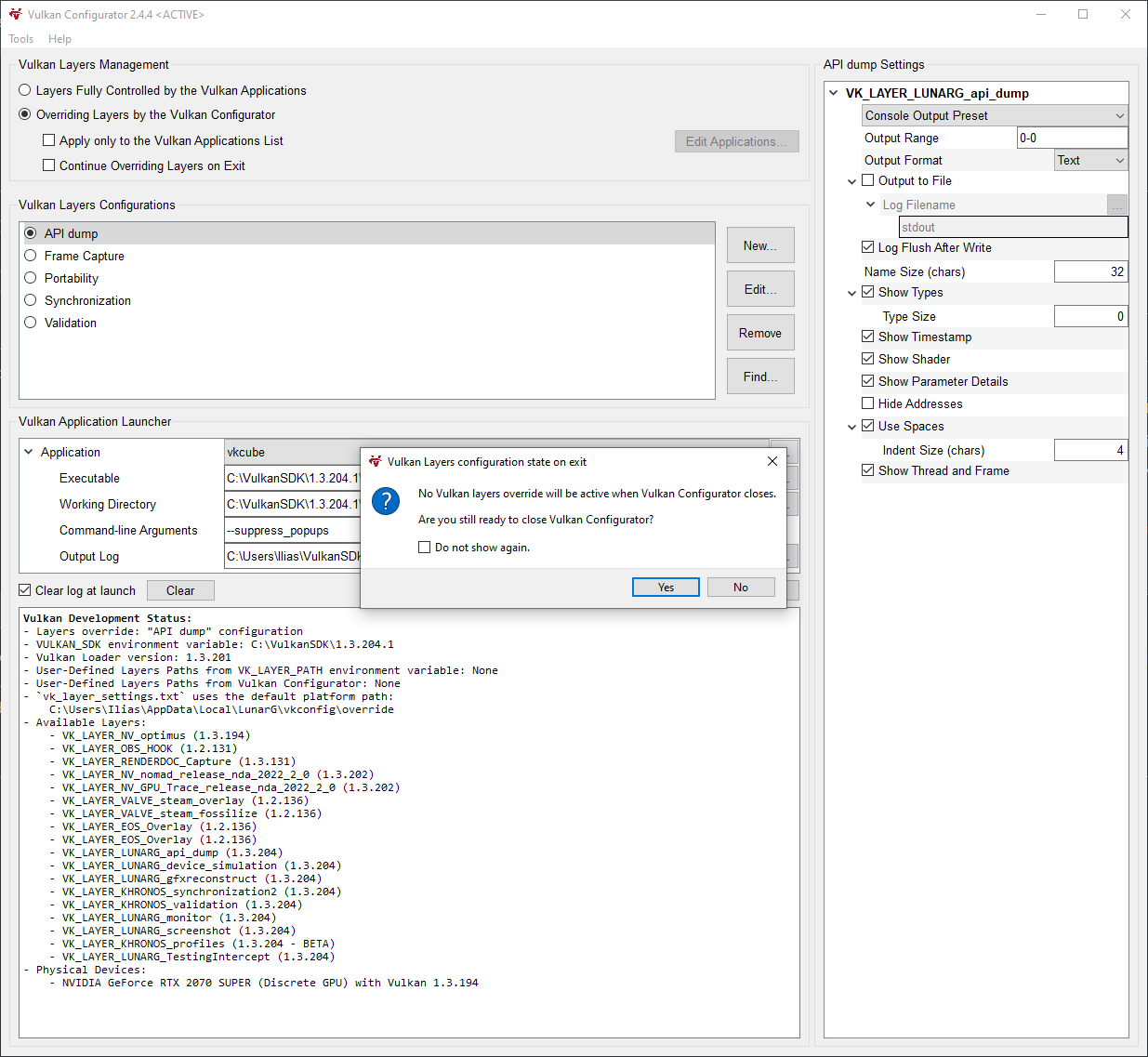Erroneous message when closing vkconfig.exe · Issue #1684 · LunarG/VulkanTools · GitHub
