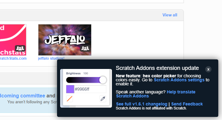 changes to more settings, notification by jeffalo · Pull Request #1125 · ScratchAddons ...