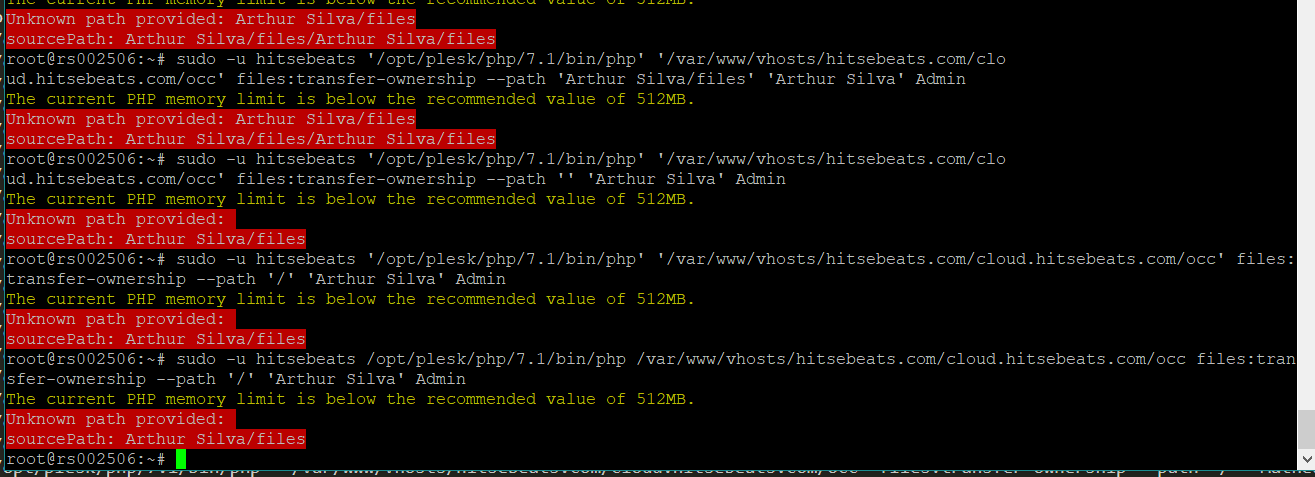 OCC files:transfer-ownership command doesn't work for some user names ...