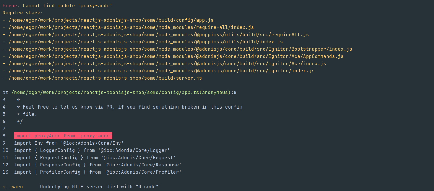 After install mysql - "Cannot find module 'proxy-addr' or int corresponding type declarations ...