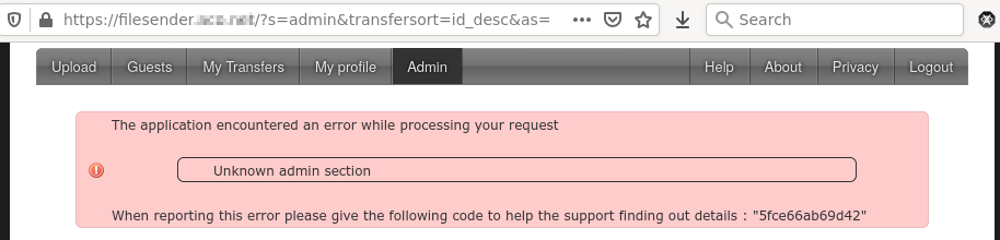 Admin sorting transfers fails with "Unknown admin section" · Issue #889 ...