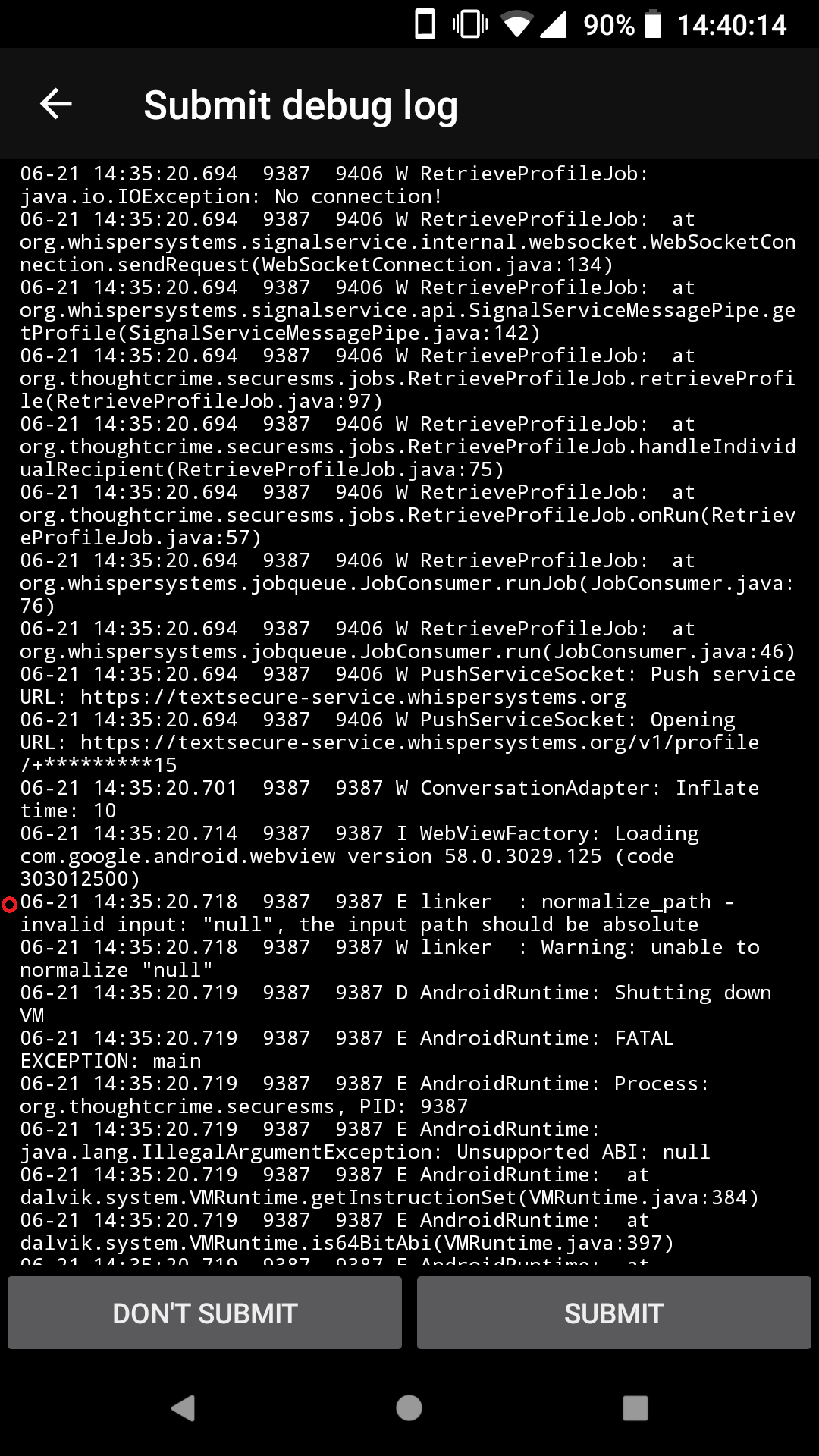 Signal Crashes when opening conversation or 2 seconds into submitting debug log · Issue #7924 ...