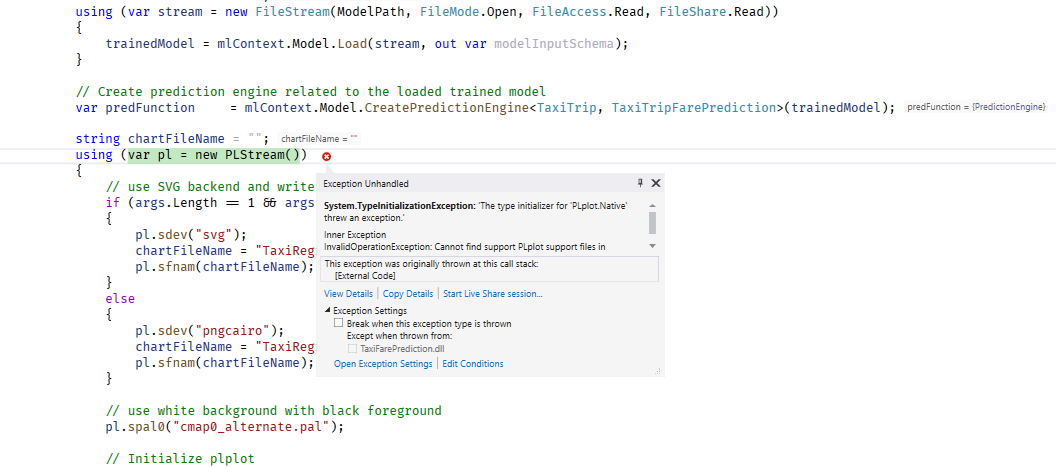 PLplot not working in TaxiFarePrediction · Issue #931 · dotnet/machinelearning-samples · GitHub