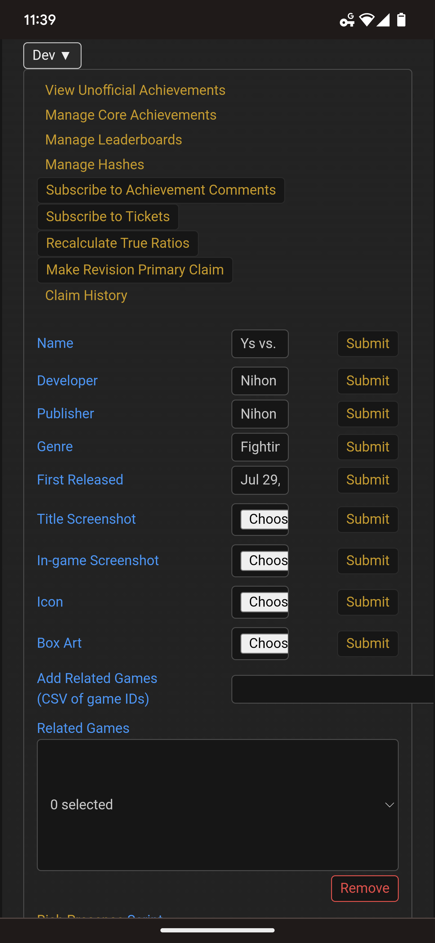 Mobile Dev Drop-down Formatting · Issue #1416 · RetroAchievements/RAWeb · GitHub