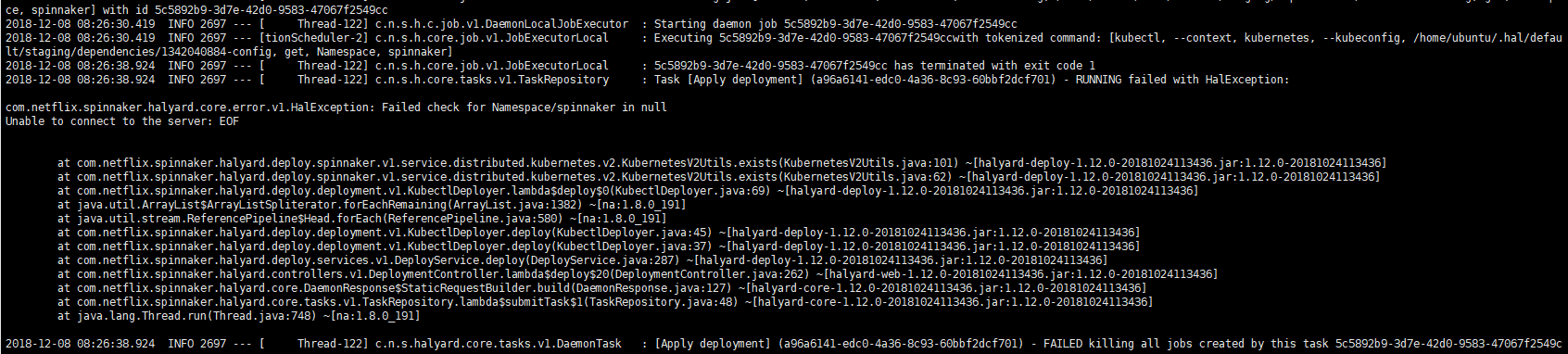 Unable to connect to the server: EOF · Issue #3697 · spinnaker/spinnaker · GitHub