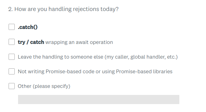 Node.js TSC Survey: Unhandled Promises · Issue #902 · nodejs/TSC · GitHub