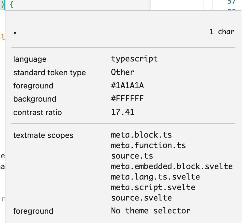 Syntax highlighting color different on screen than in "Inspect Editor ...