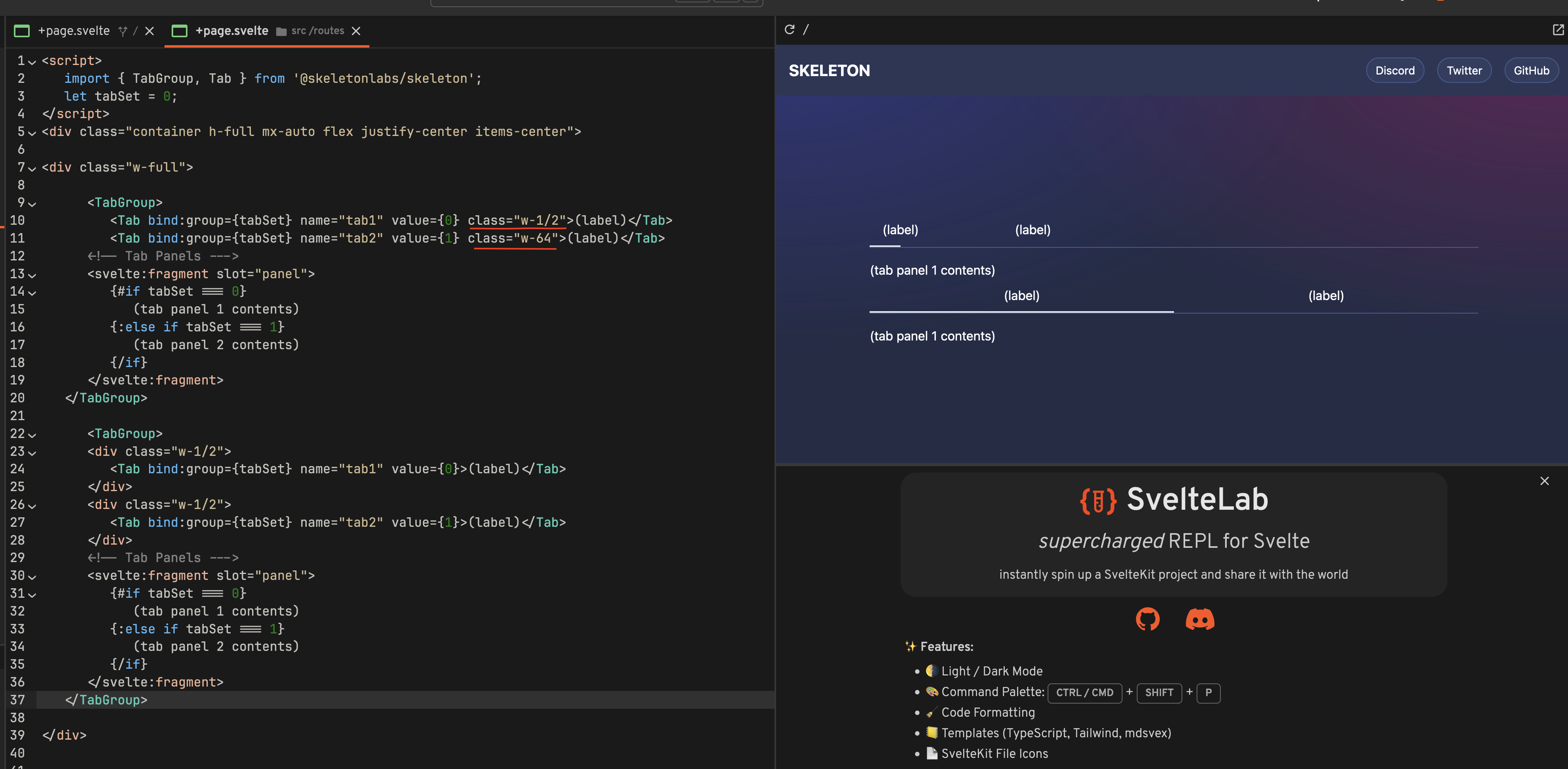 Tab classes - fractional width issue (e.g. w-1/2) · Issue #1446 · skeletonlabs/skeleton · GitHub