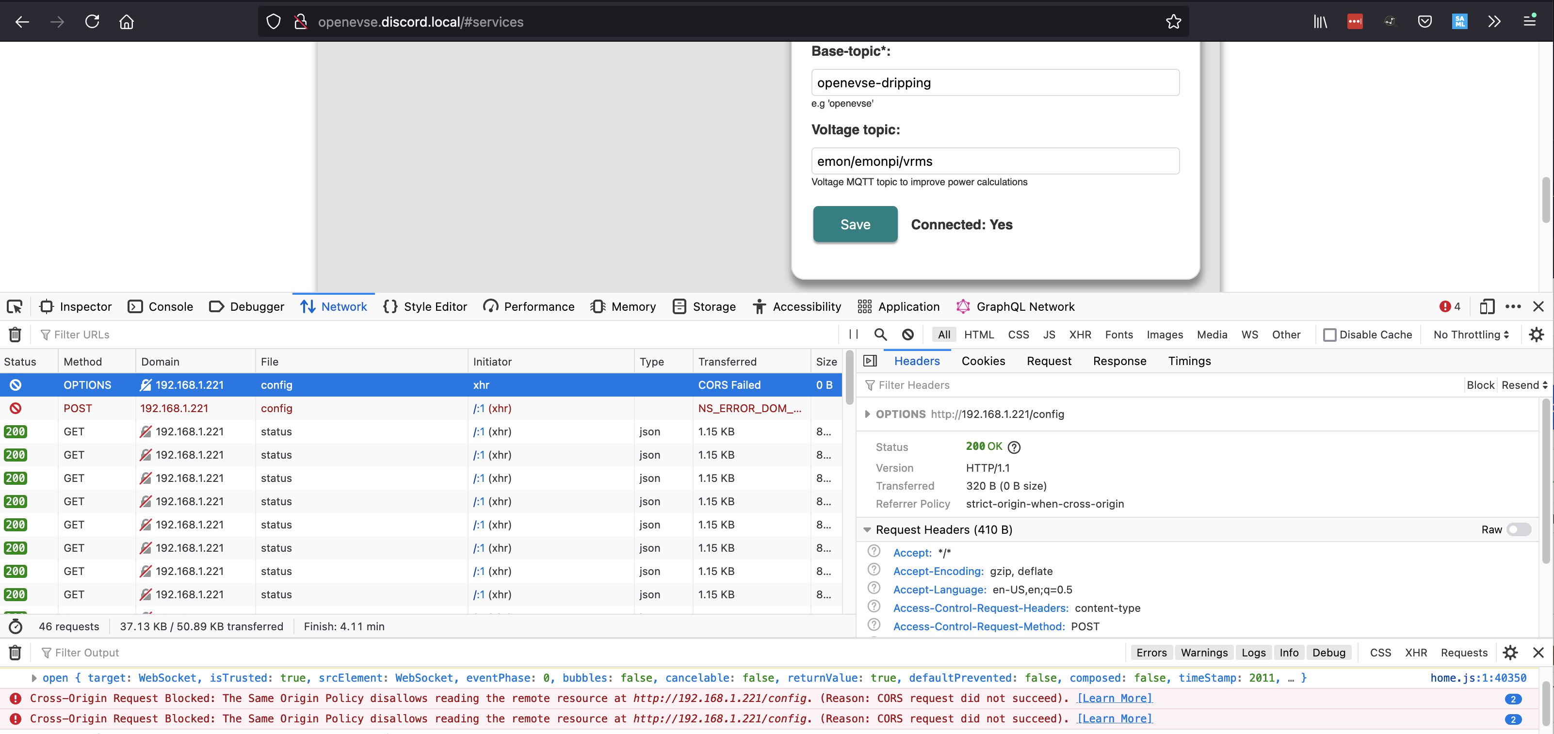 CORS - OpenEVSE save broken when connecting using hostname · Issue #231 · OpenEVSE/openevse ...